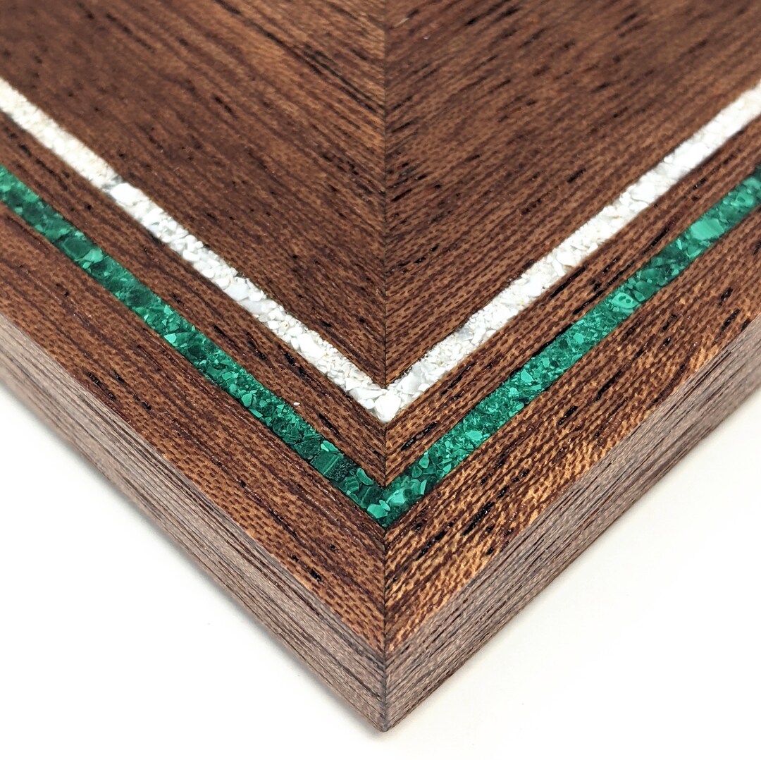 African Kosipo Wood With Crushed Malachite & Howlite Stone Inlay 5x7 ...