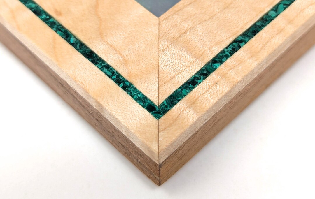 Curly Maple and Cherry Wood With Crushed Jasper Stone Inlay 8x10 ...