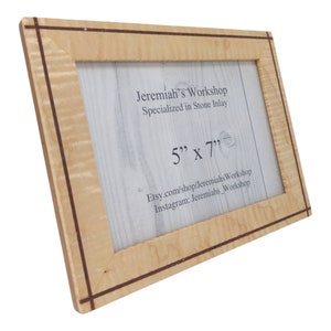 5x7 Curly Maple Wood With Crushed Red Jasper Stone Inaly Picture Frame ...