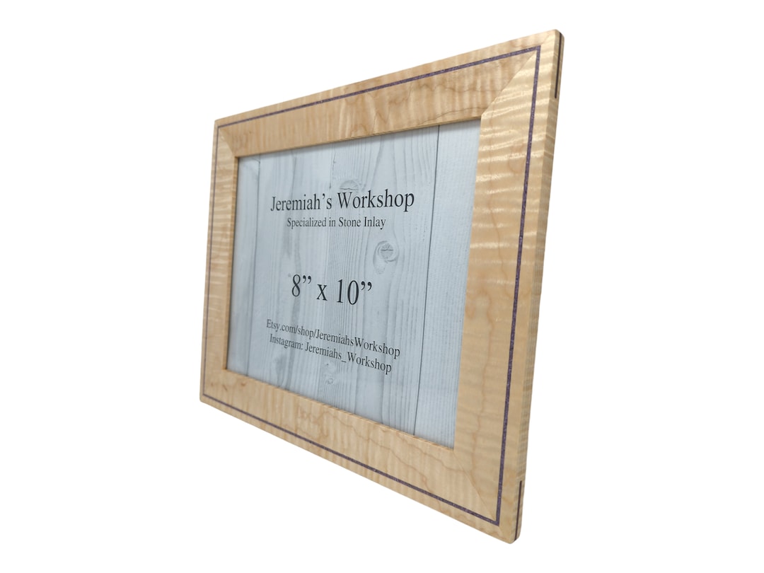 8x10 Curly Maple Wood With Crushed Charoite Stone Inlay Picture Frame ...