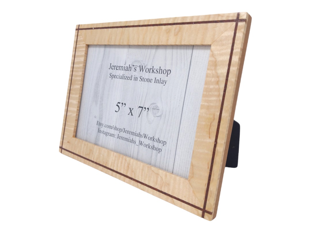 5x7 Curly Maple Wood With Crushed Red Jasper Stone Inaly Picture Frame ...