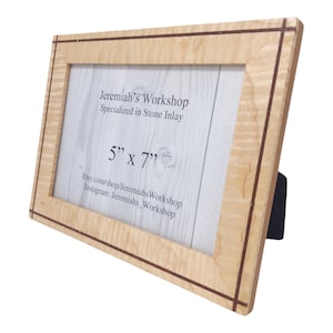 5x7 Curly Maple Wood With Crushed Red Jasper Stone Inaly Picture Frame ...
