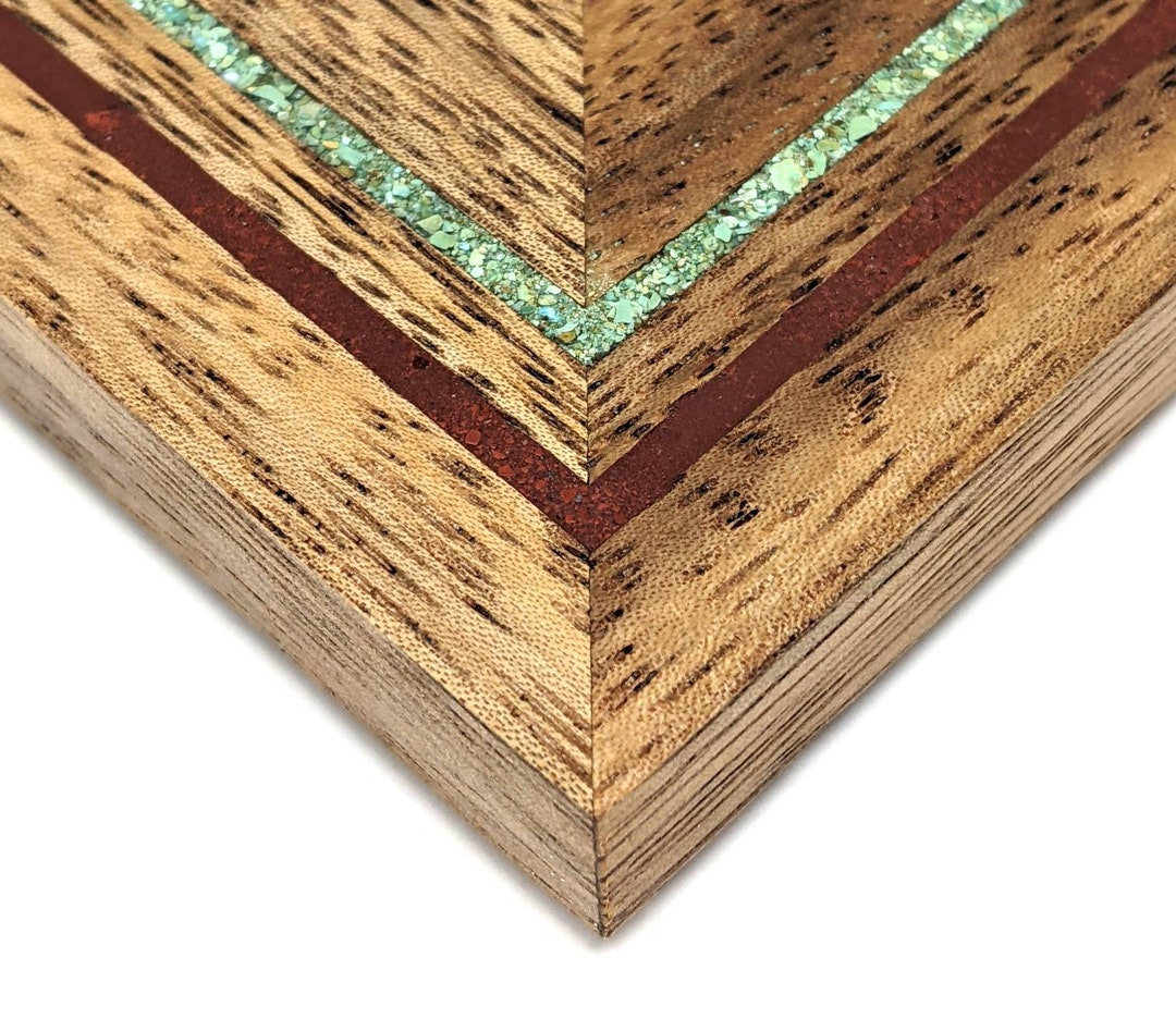 Monkeypod Wood With Crushed Jasper & Turquoise Stone Inlay 4x6 Picture ...