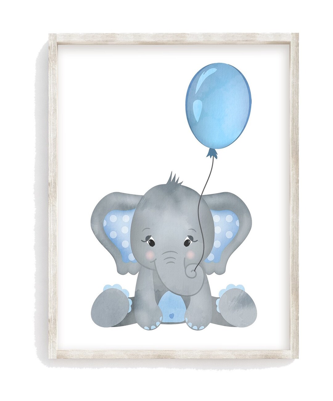 Watercolor Baby Elephant With Blue Balloon Nursery Decor Unframed Print ...
