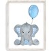 Watercolor Baby Elephant With Blue Balloon Nursery Decor Unframed Print ...