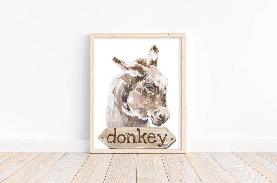 Donkey Watercolor Farm Animal Rustic Farmhouse Nursery Decor Unframed Print - Etsy