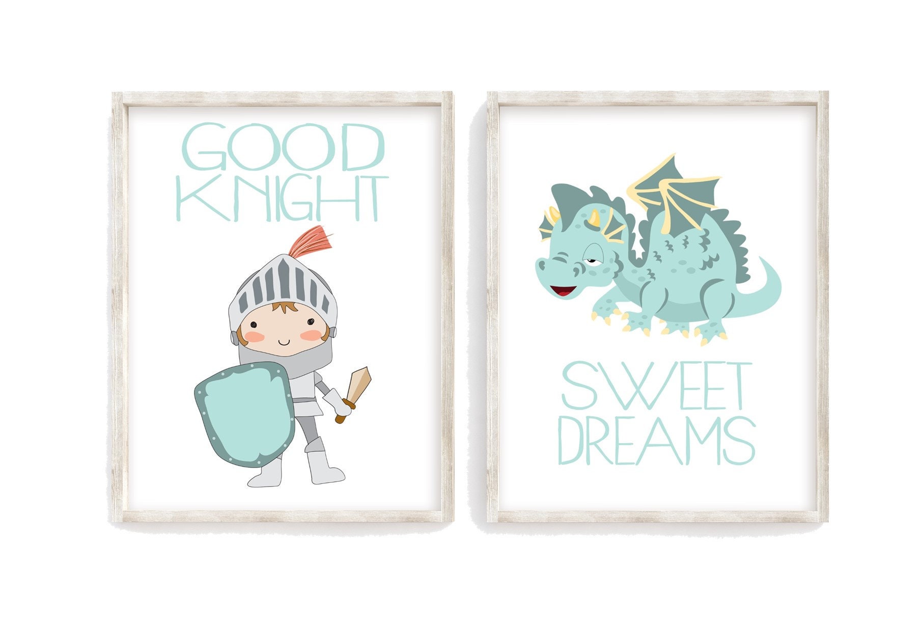 Knight and Dragon Nursery Prints: Good Knight, Sweet Dreams (digital ...