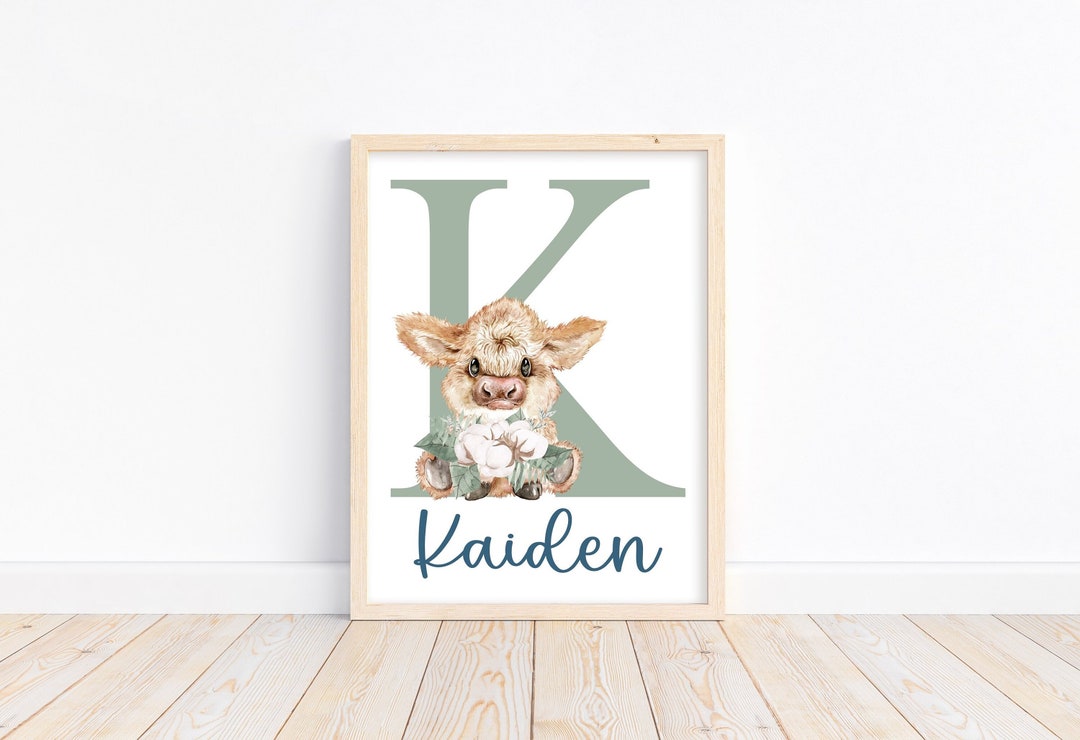 Personalized Highland Cow Print: Watercolor Farmhouse Nursery Decor - Etsy