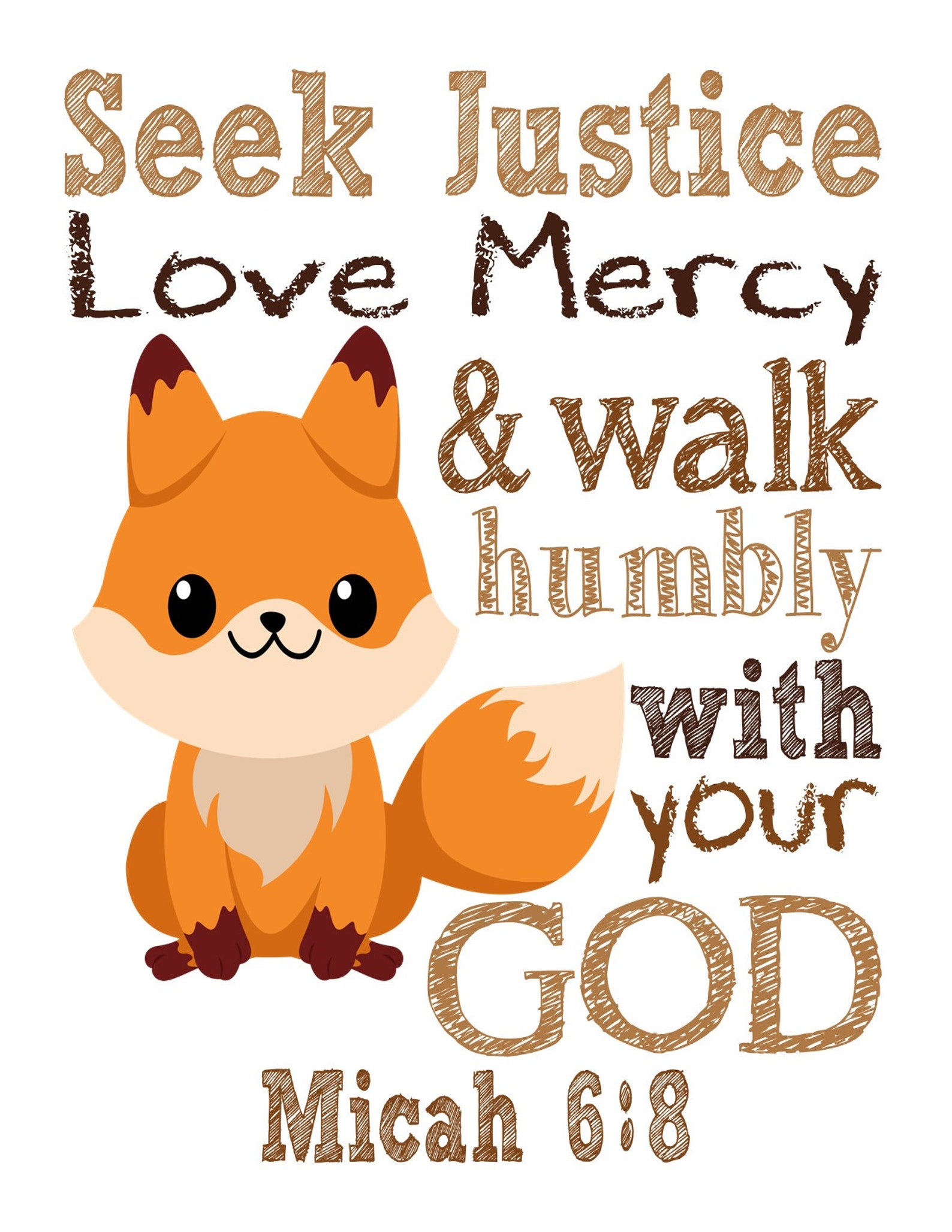 Woodland Fox Christian Bible Verses Quotes Nursery Kids Room - Etsy