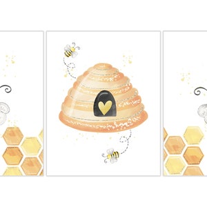 Instant Download Cute Bee Nursery Decor Set of 3 Printables Kids Room ...
