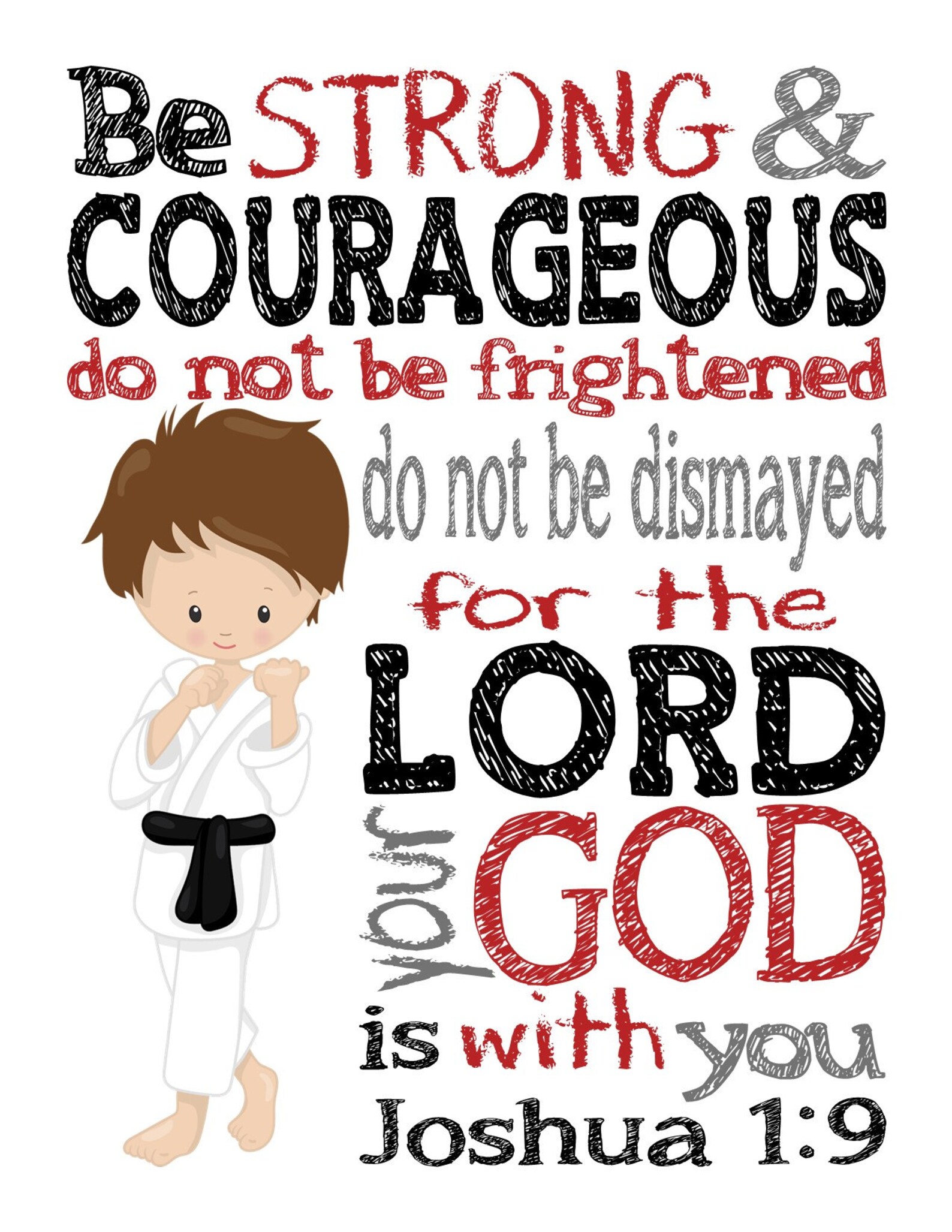 Karate Boys Christian Nursery Decor Set of 4 Unframed Prints With Bible ...