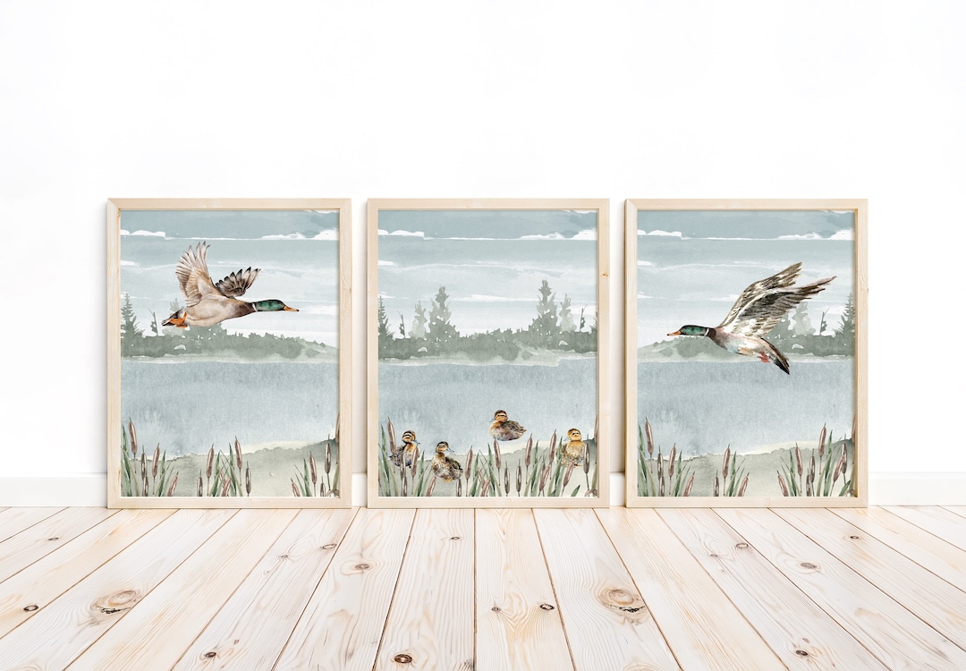 Watercolor Duck Nursery Print Set: Rustic Hunter Themed (digital ...