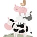 Farm Animal Stack Minimalist Barn Yard Animals Nursery Decor Unframed ...