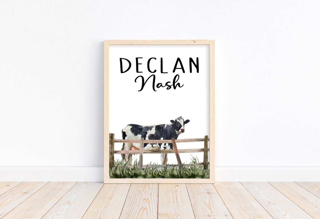 Personalized Holstein Cow Print: Watercolor Farm Nursery Art - Etsy