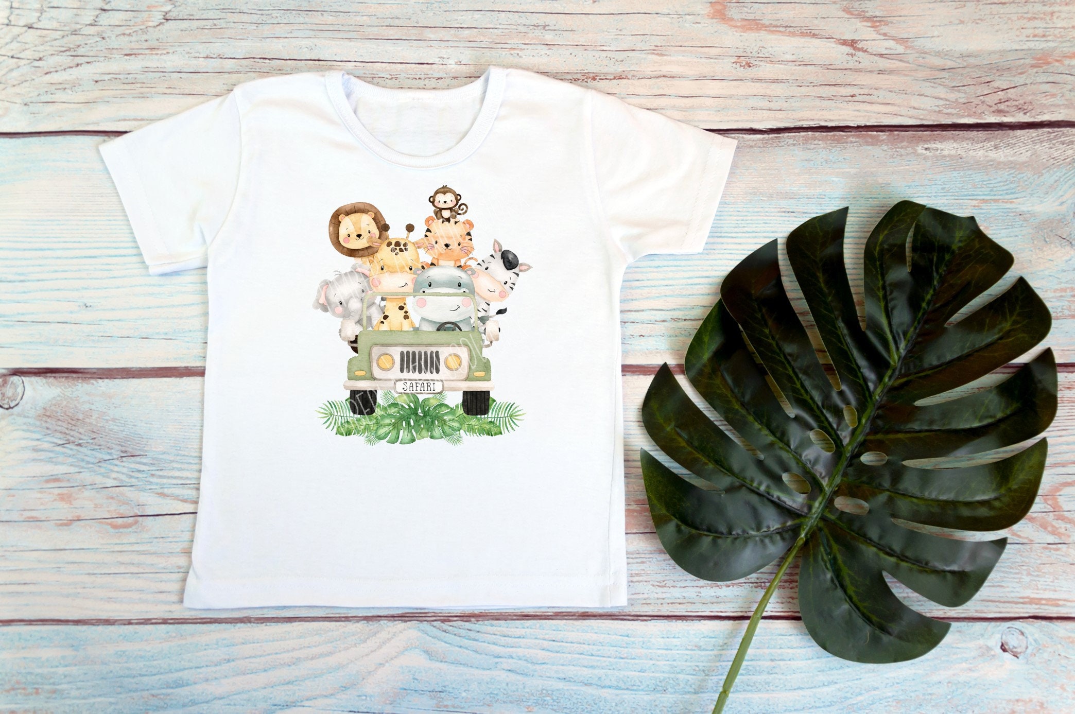 Safari Animals in Jungle Car Watercolor Clipart: Sublimation PNG ...