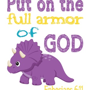 Dinosaur Christian Nursery Decor Set of 4 Unframed Prints Tyrannosaurus ...