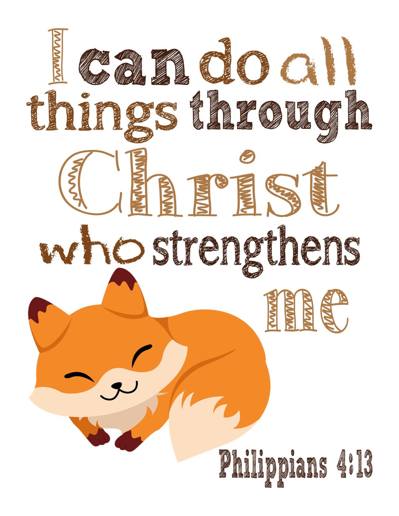 Woodland Fox Christian Bible Verses Quotes Nursery Kids Room - Etsy