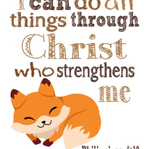 Woodland Fox Christian Bible Verses Quotes Nursery Kids Room Unframed ...