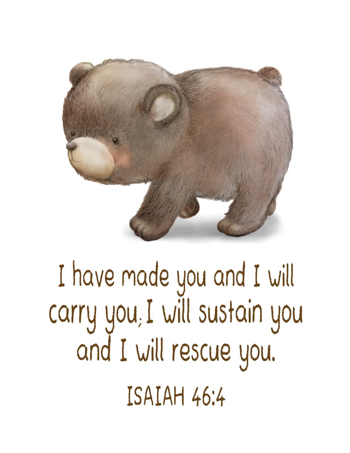 Watercolor Bear Woodland Animal Christian Nursery Unframed - Etsy