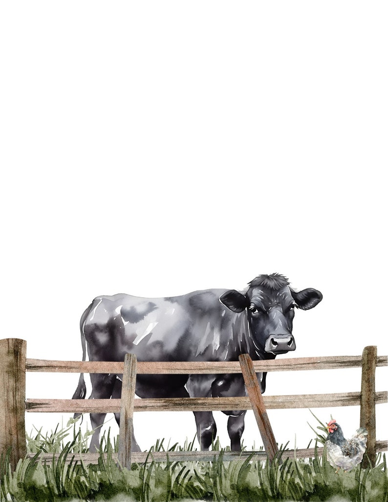Farmhouse Nursery Prints: Barn, Cow, Tractor Watercolor Art (set of 3 ...