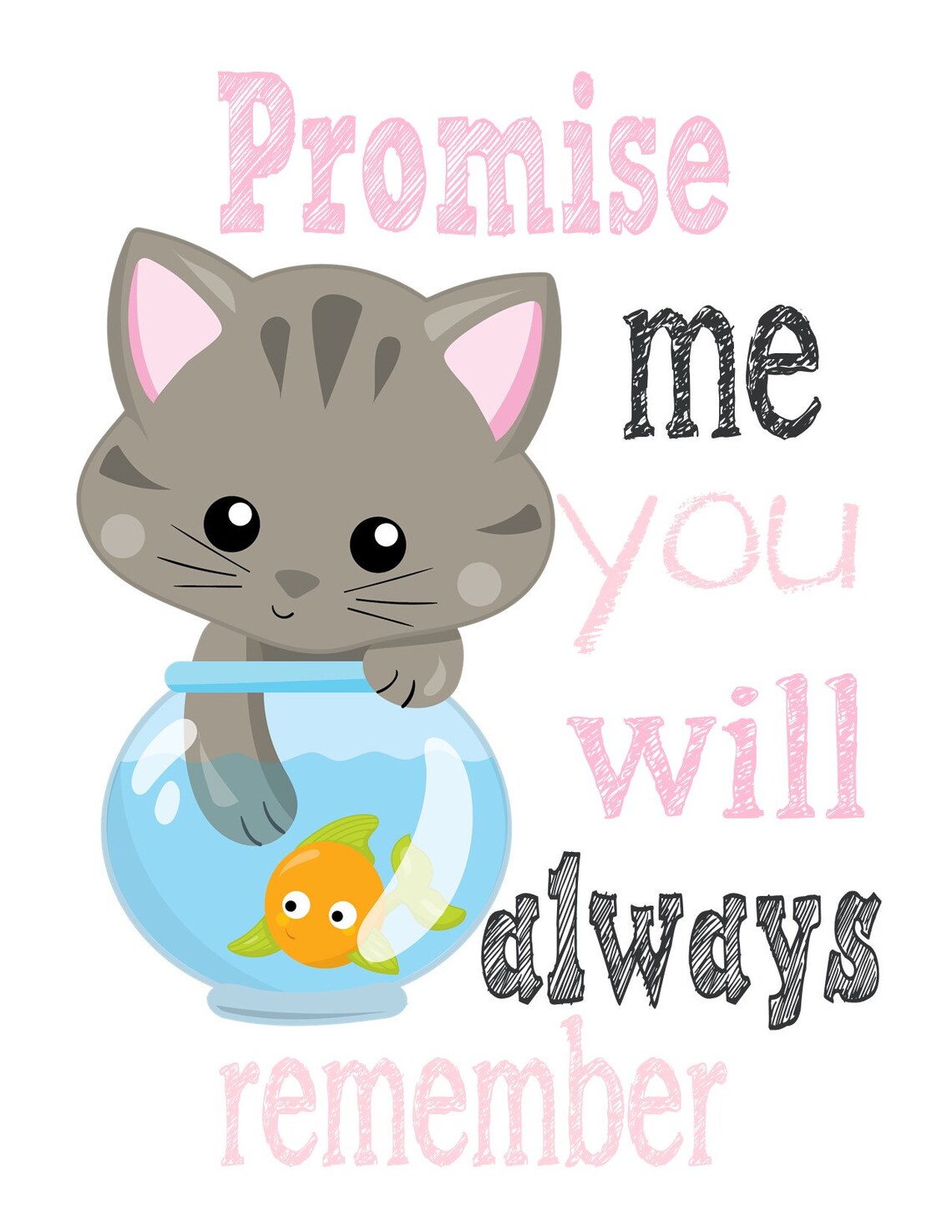 Kittens Cat Nursery Decor Set of 4 Unframed Prints Promise Me | Etsy