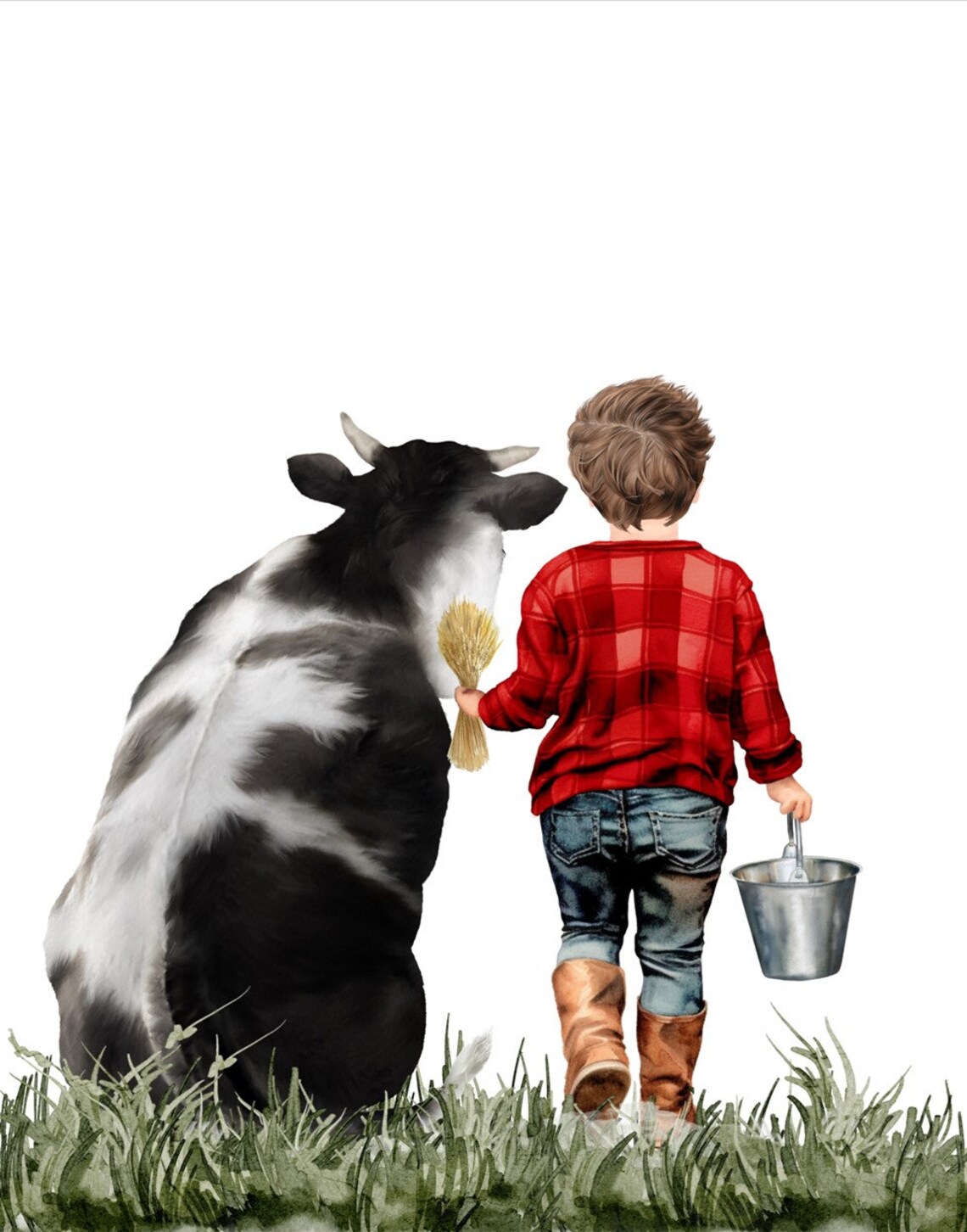 Farmhouse Nursery Prints: Red Tractor, Cow, Barnyard Decor (set of 3 ...