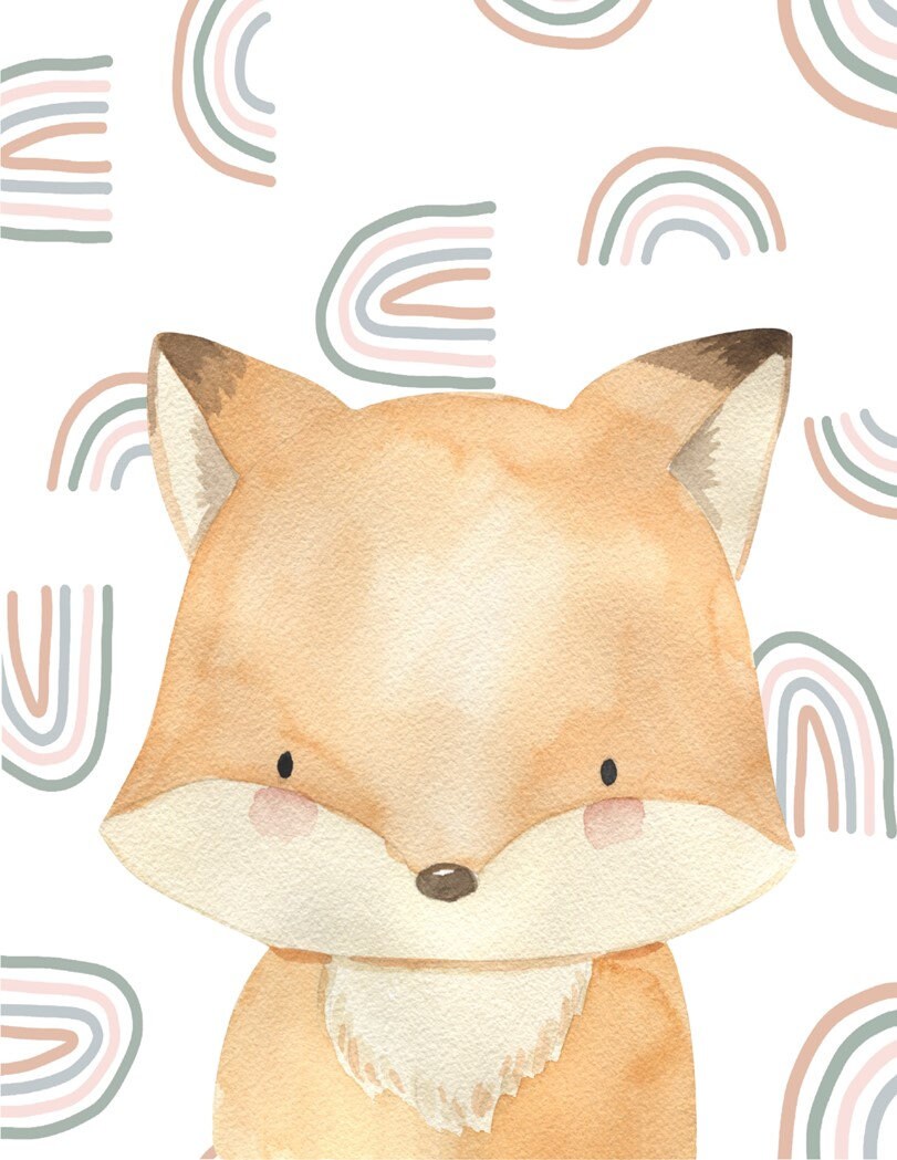 Watercolor Boho Rainbow Woodland Animals Nursery Set of 4 - Etsy