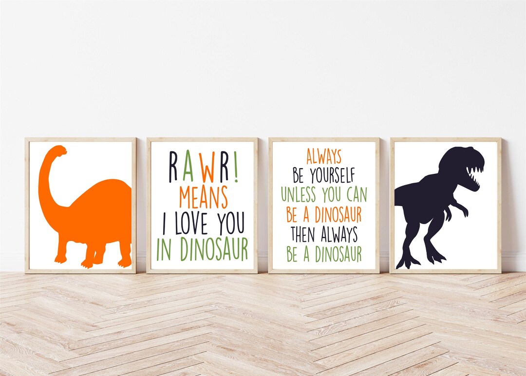 Dinosaur Nursery Prints Set: RAWR I Love You, T-rex, Brontosaurus - Etsy