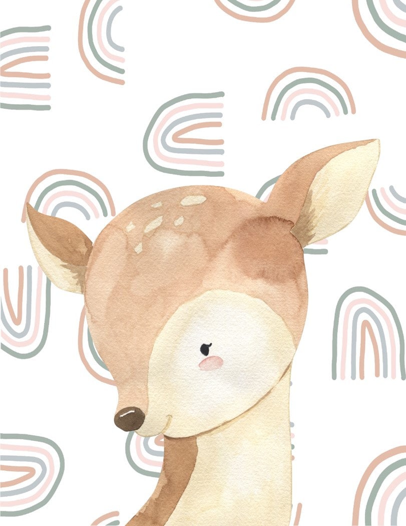 Watercolor Boho Rainbow Woodland Animals Nursery Set of 4 - Etsy