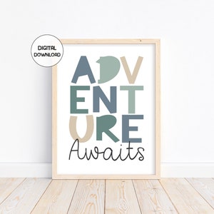 Adventure Awaits Blue and Green Nursery Playroom or Little Boys Room ...