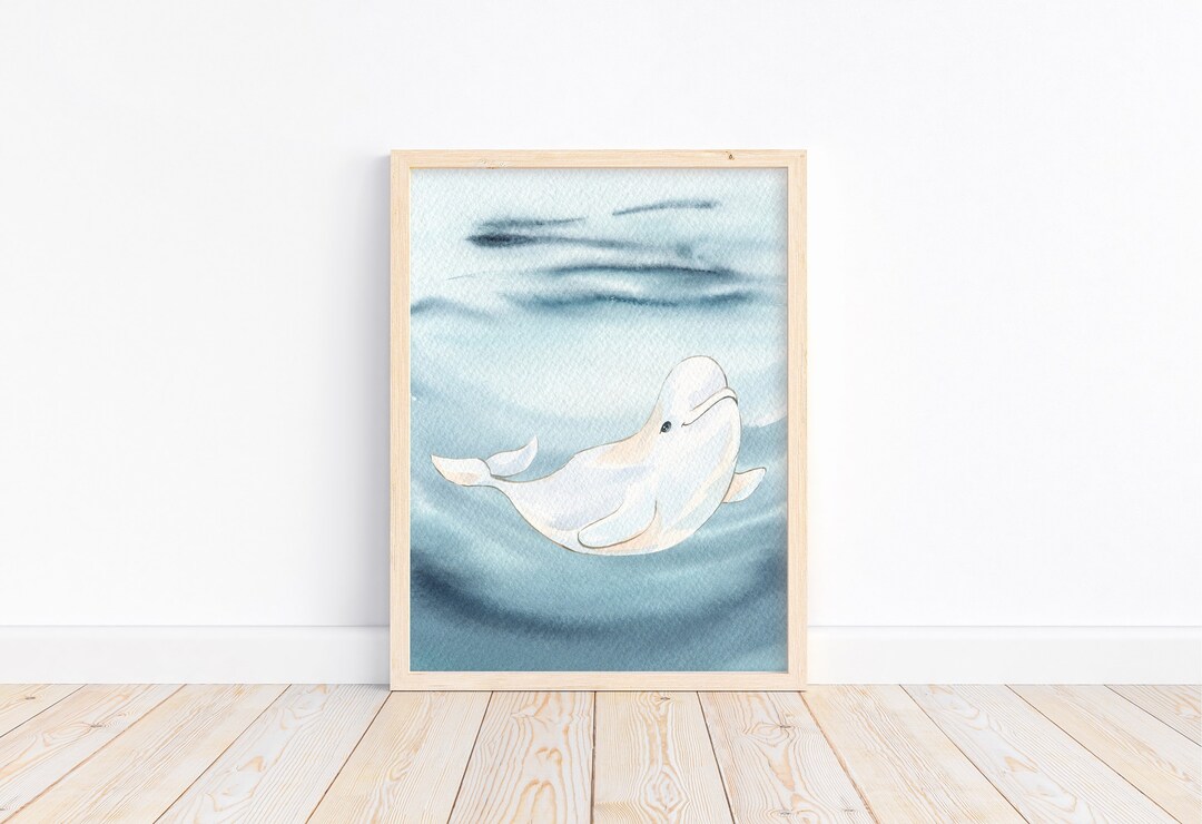 Watercolor Beluga Whale Arctic Animal Nursery Unframed Print - Etsy