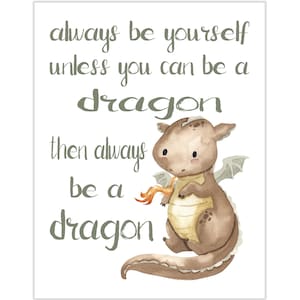 Instant Download Watercolor Dragon Nursery Printable - Always Be ...