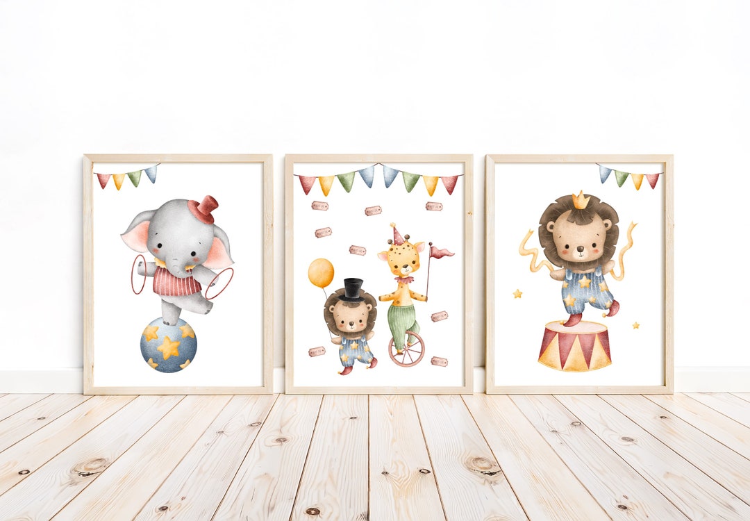 Safari Circus Animals Watercolor Prints: Nursery Decor Set - Etsy