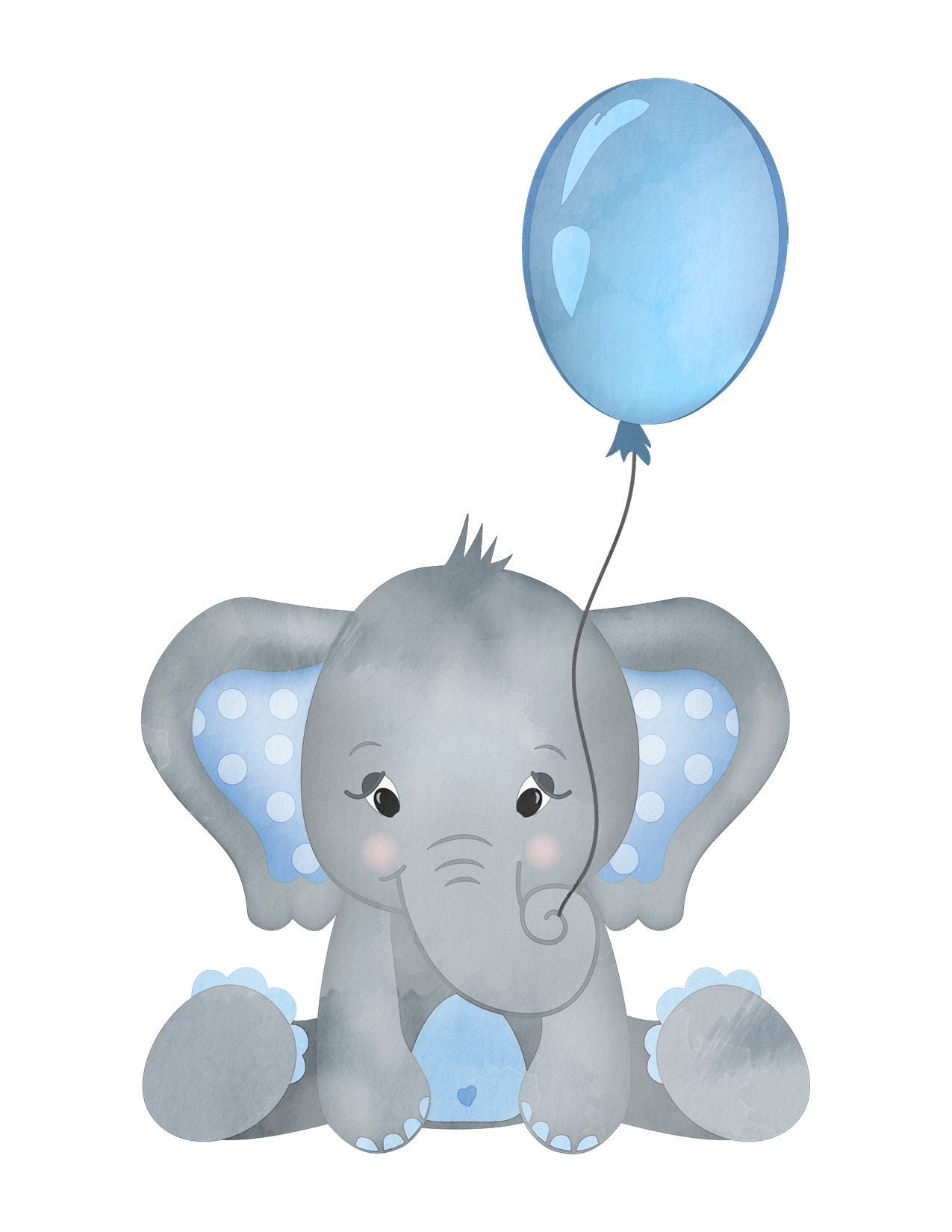 Watercolor Baby Boy Elephant Nursery Art Decor Set of 3 | Etsy