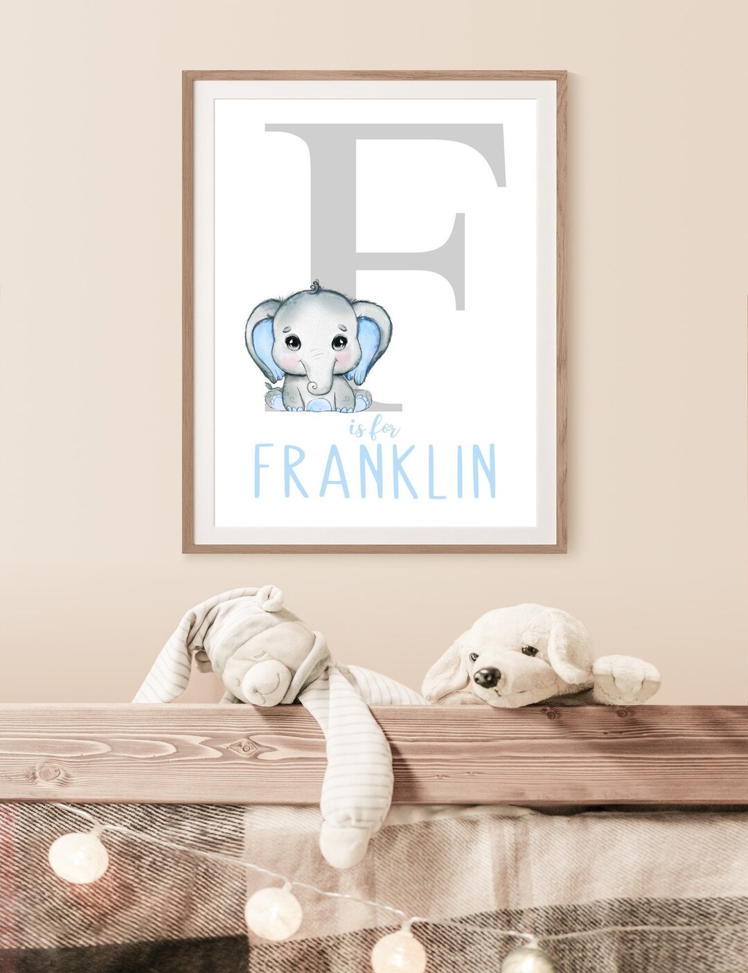 Personalized Blue Watercolor Elephant Baby Boy Nursery Decor - Etsy