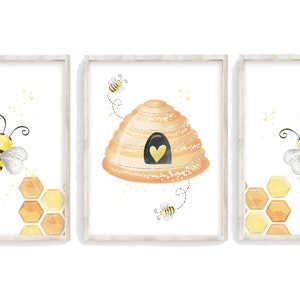 Instant Download Cute Bee Nursery Decor Set of 3 Printables Kids Room ...