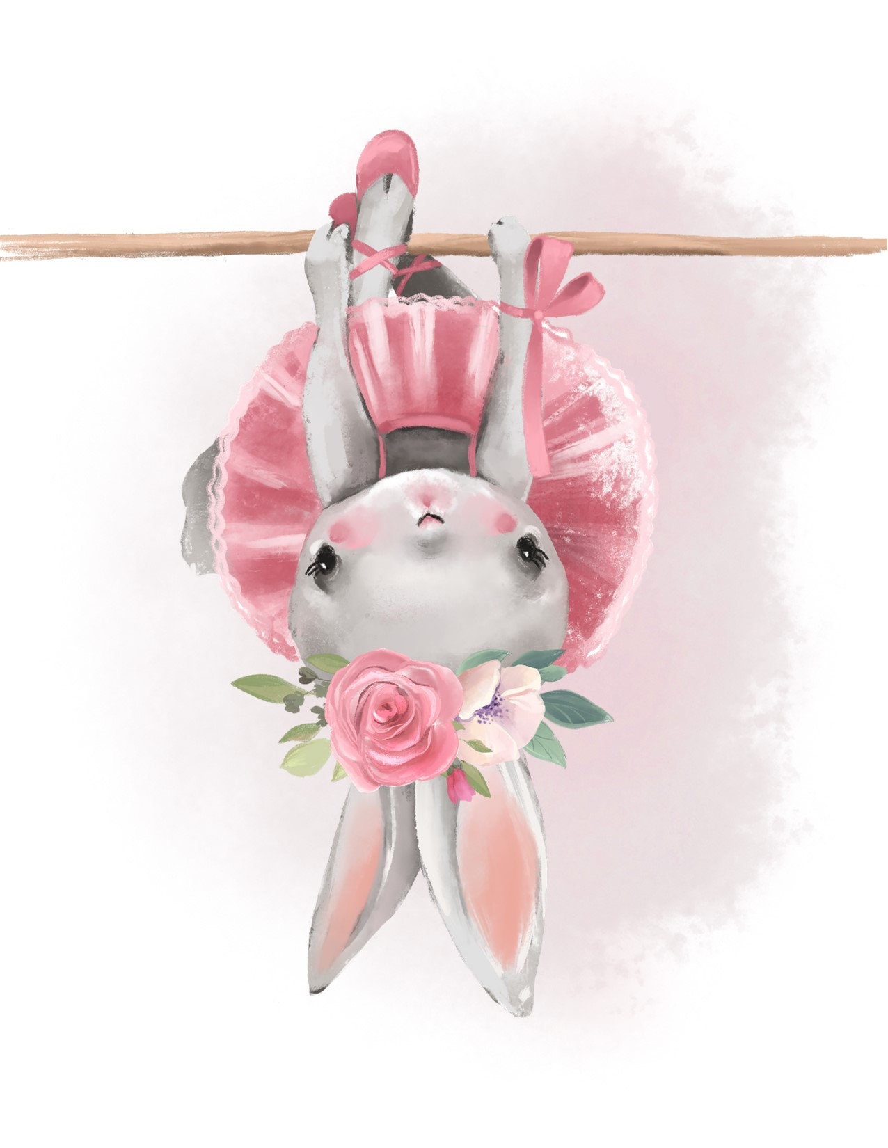 Ballerina Bunny Rabbit in Pink and Gray Ballet Nursery Decor - Etsy