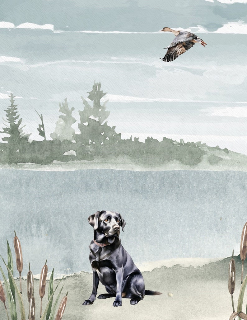 Watercolor Duck Hunting Labrador Print: Rustic Nursery Decor (digital ...