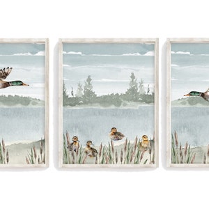 Watercolor Duck Hunting Nursery Mallard Duck Little Boys Room Rustic ...