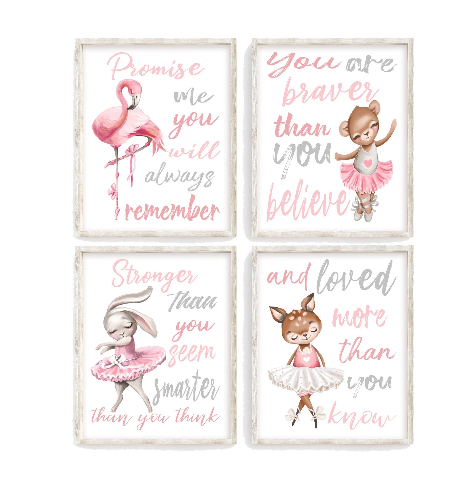 Ballerina Animals Nursery Decor Set of 4 Unframed Prints - Etsy