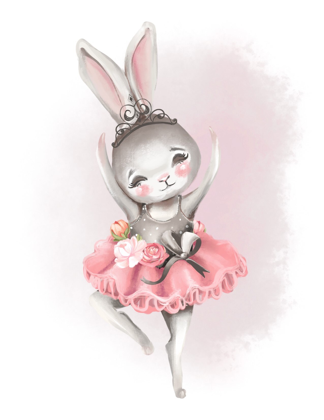 Ballerina Bunny Rabbit in Pink and Gray Ballet Nursery Decor - Etsy