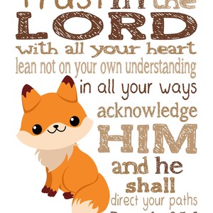 Woodland Christian Bible Verses Quotes Nursery Kids Room Wall Art Set ...