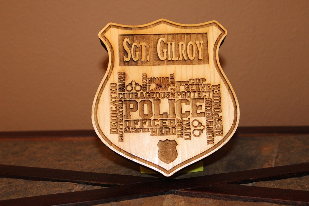 PERSONALIZED Police Hero Badge Wood Engraved Wall Plaque - Etsy