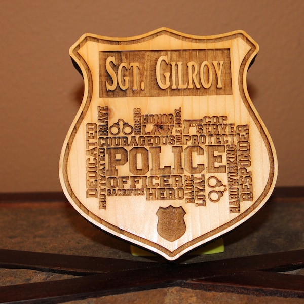 Wood Police Badge Plaque - Etsy