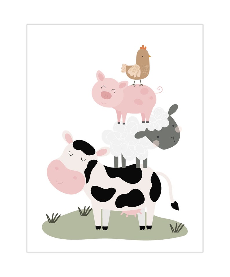 Farm Animal Stack Minimalist Barn Yard Animals Nursery Decor - Etsy