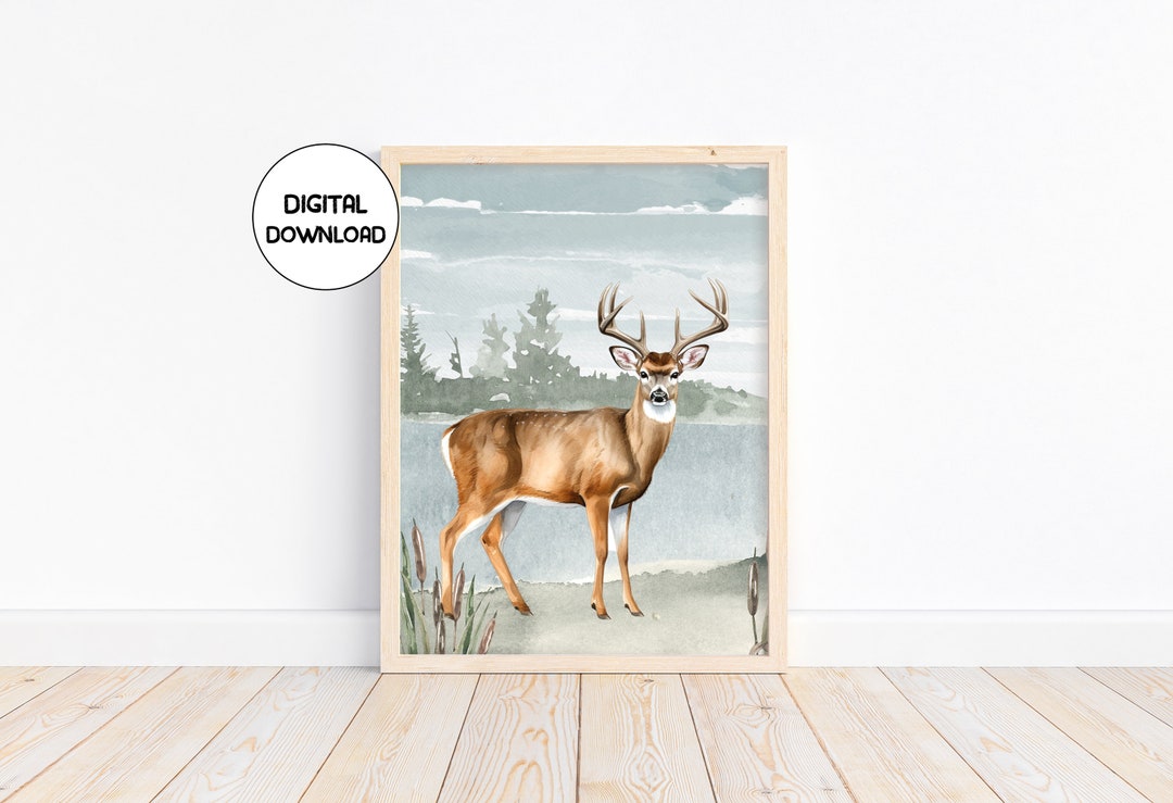 Deer Watercolor Print: Rustic Nursery Decor (digital Download) - Etsy