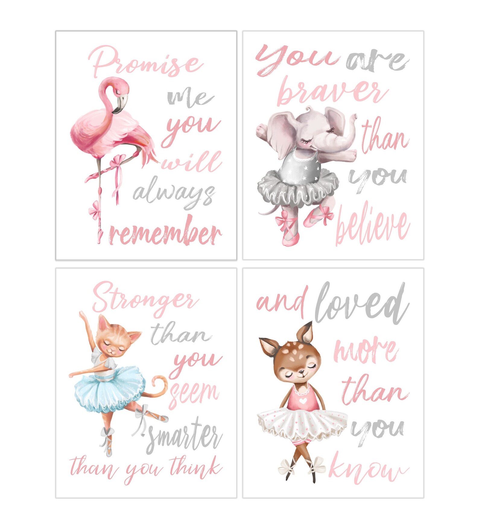 Ballerina Animals Nursery Decor Set of 4 Unframed Prints | Etsy