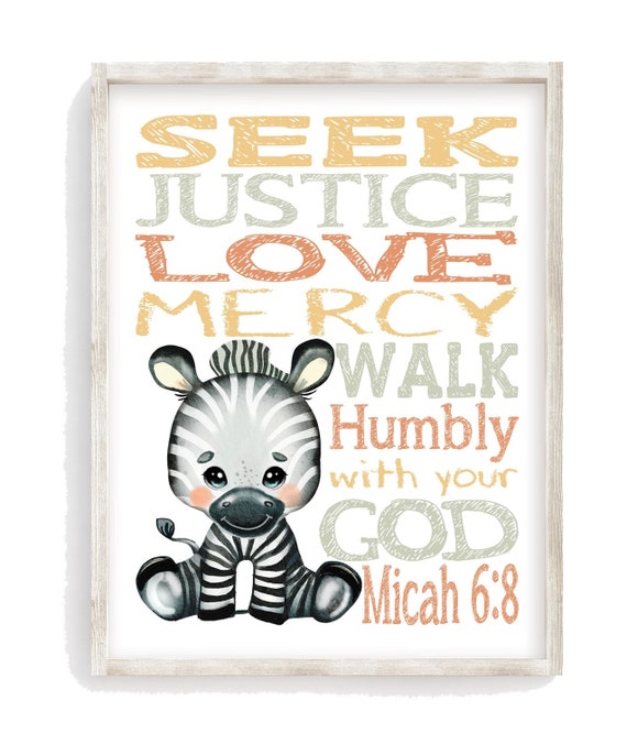 Zebra Safari Jungle Animal Christian Bible Verse Nursery Decor - Etsy