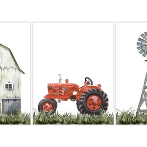 Barnyard Rustic Farm Nursery Decor Set of 3 Unframed Farmhouse Prints ...