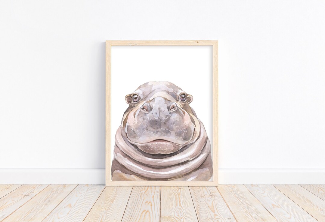 Watercolor Hippo Safari Animals Nursery Art Decor Unframed Print - Etsy